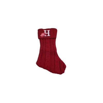 Holiday Time Monogram Christmas Stocking Letter "H" Red Knit Initial 17 ...