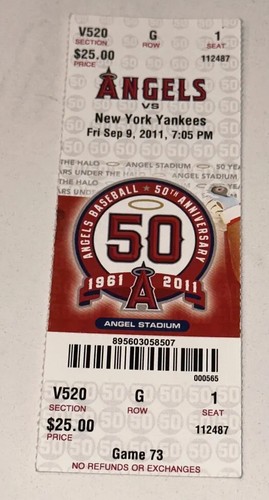 Anaheim Angels New York Yankees MLB Ticket Stub Derek Jeter HOF Hit 9/9 ...