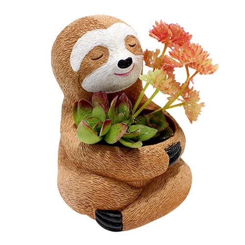 Sloth Planter Gardening Succulent Plant Pot Cute Animal Resin Bonsai ...