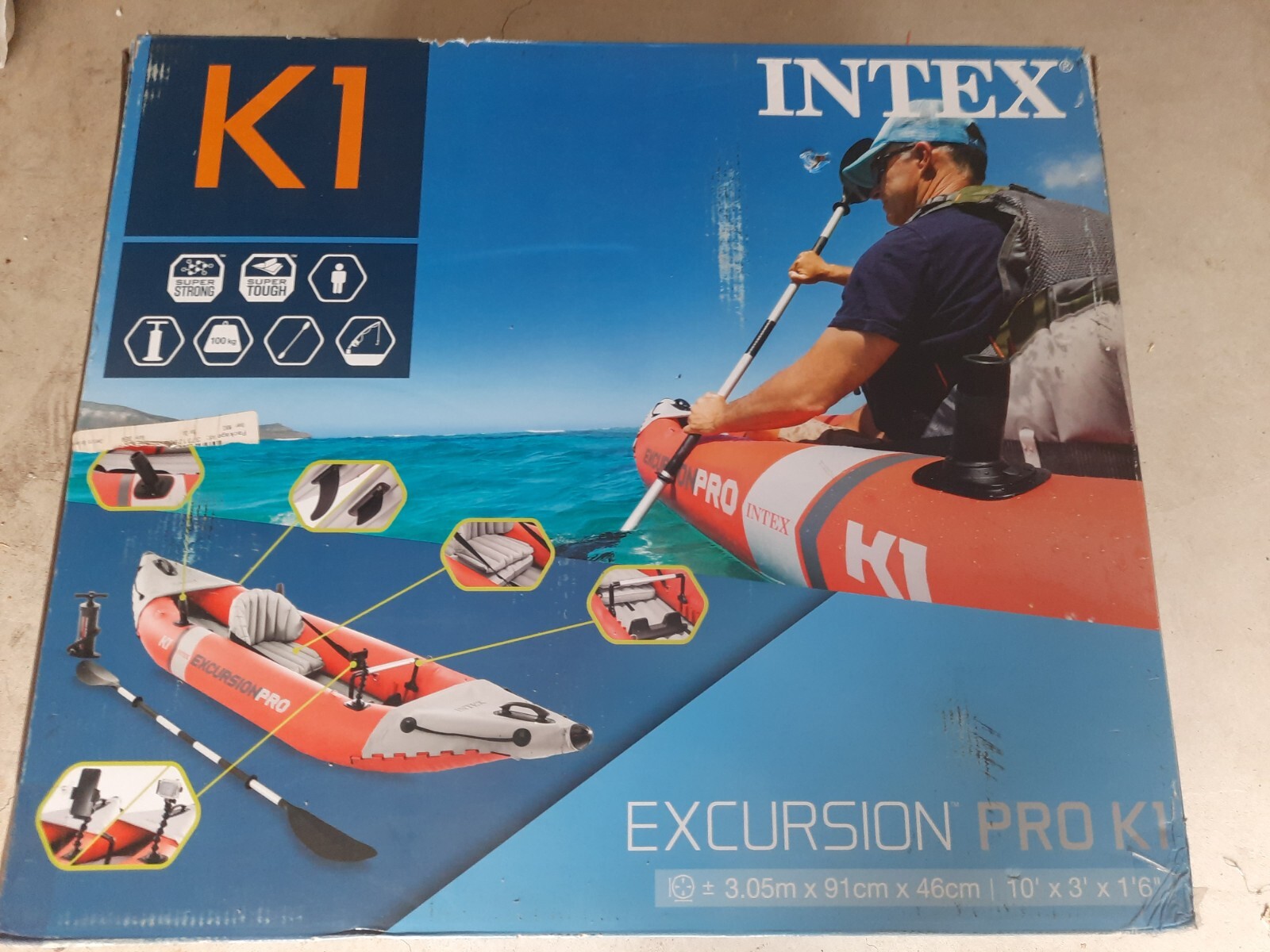 Intex Excursion Pro Kayak 305cm Inflatable Adjust'le Seat Water Sports ...