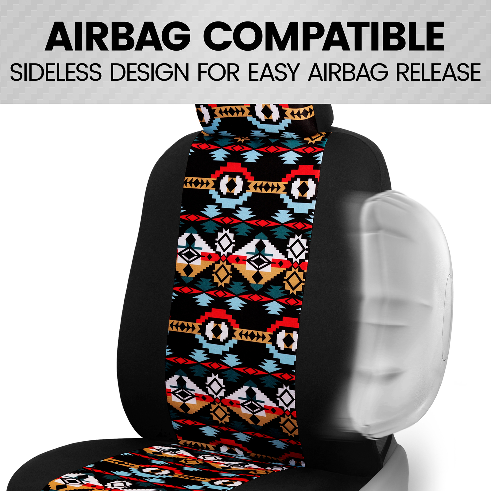 Blue Aztec SUV Seat Covers - Geometric Front Seat Cover Pair, Sideless ...