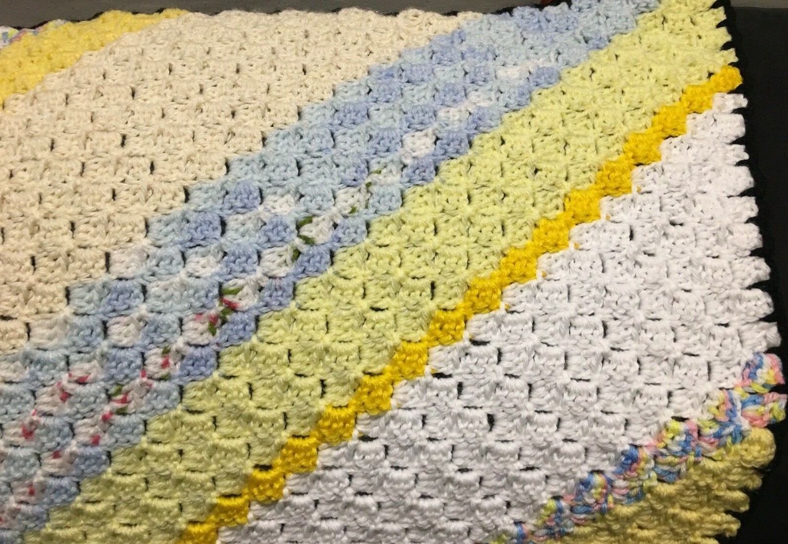 Handmade Crochet Knee Rug Blanket Yellow Baby Bassinet Cot Pram Shawl ...