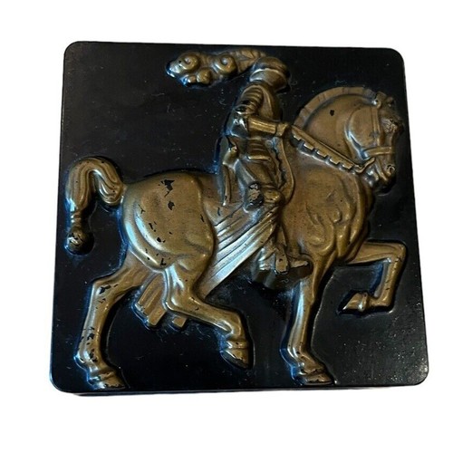 VTG 1950's Hickok Hard Plastic KNIGHT ON HORSE Trinket Box Color Black ...