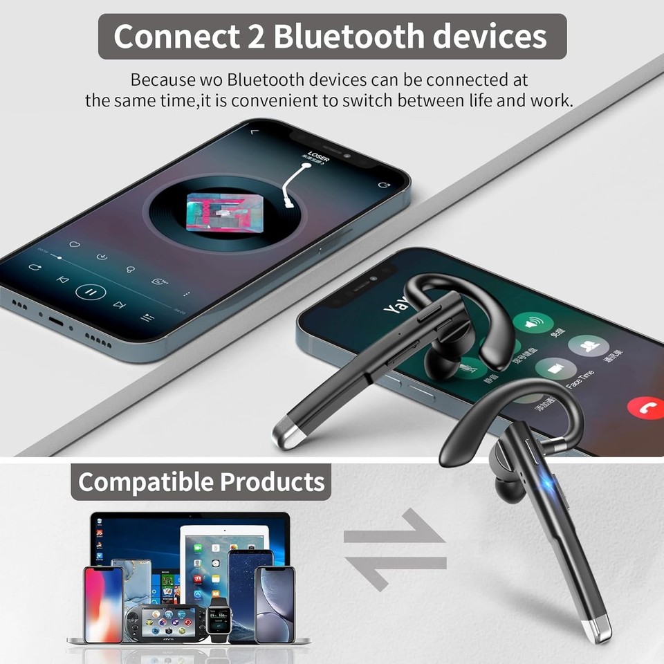 Single Ear Wireless Bluetooth 6.1 Headset - Wireless Bluetooth Earpiece ...