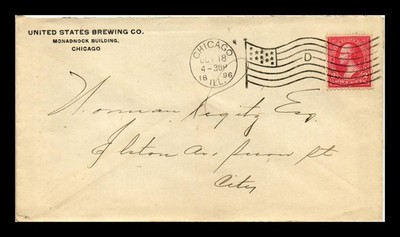 US COVER BREWING COMPANY CHICAGO ILLINOIS FLAG CANCEL 1896 | eBay