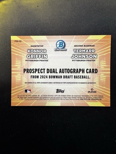 2024 Bowman Draft Baseball Konnor Griffin Temarr Johnson Dual Auto /99 ...