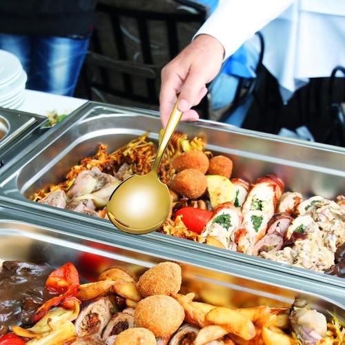 8-Piece Stainless Steel Buffet Banquet Serving Spoons, Gold Silver | eBay