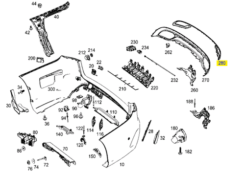 Genuine Mercedes-Benz C-Class W205 AMG Rear Bumper Trim Strip Bottom ...