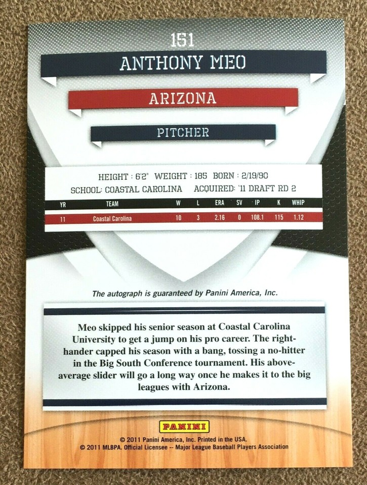 Anthony Meo 2011 Elite Extra Edition Franchise Futures Autograph RC ...