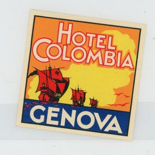 Vintage Hotel Colombia Genova Luggage Label Unused Small | eBay