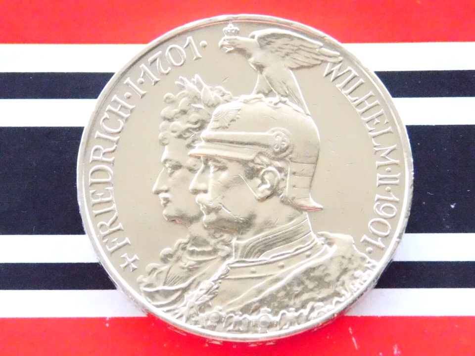 GERMAN Coin 5 MARK 1901 A PRUSSIA Bicentennial WILHELM II. EMPIRE 90% ...
