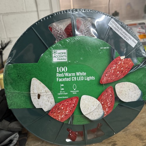 NEW Home Accents Holiday 100 LED Red/Warm White Faceted C9 Lights 65 ft ...