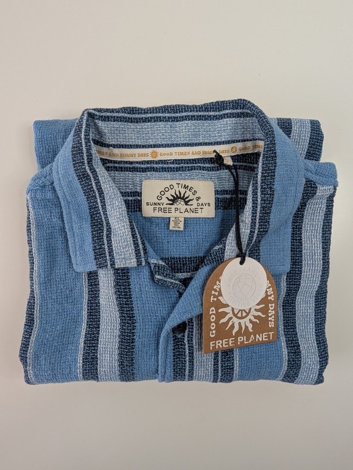 Free Planet Good Times & Sunny Days Airy Blue Mens Button Down Shirt ...