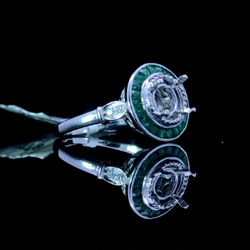 .72 ctw emerald and diamond semi mount | eBay