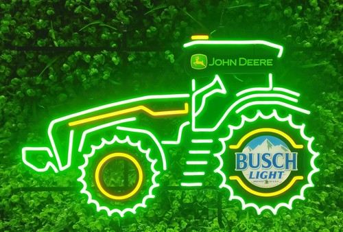 John Deere Farm Tractor Busch Light Beer LED Neon Light Lamp Sign With ...