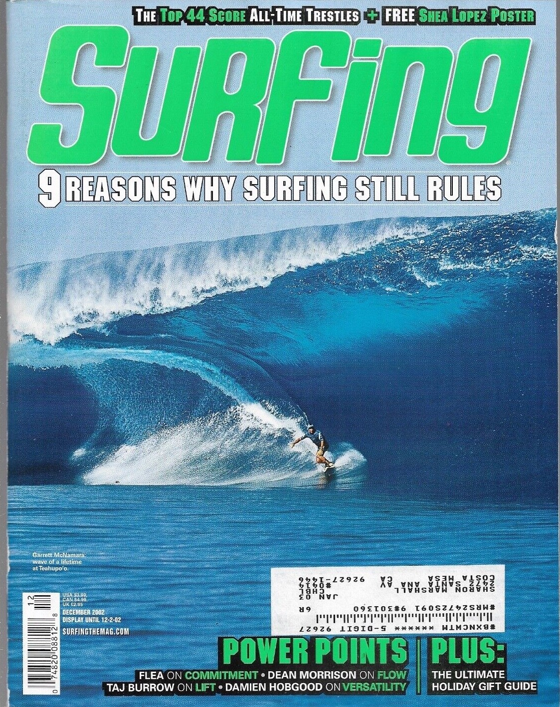 SURFING Mag Dec 2002 - BRAND NEW - SHEA LOPEZ Poster Intact | eBay
