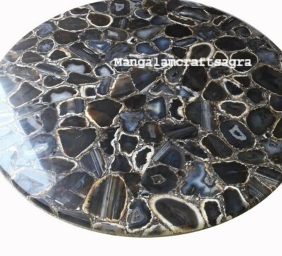 48" Handcrafted Round Black Agate Table Top - Unique Home Furnishing | eBay