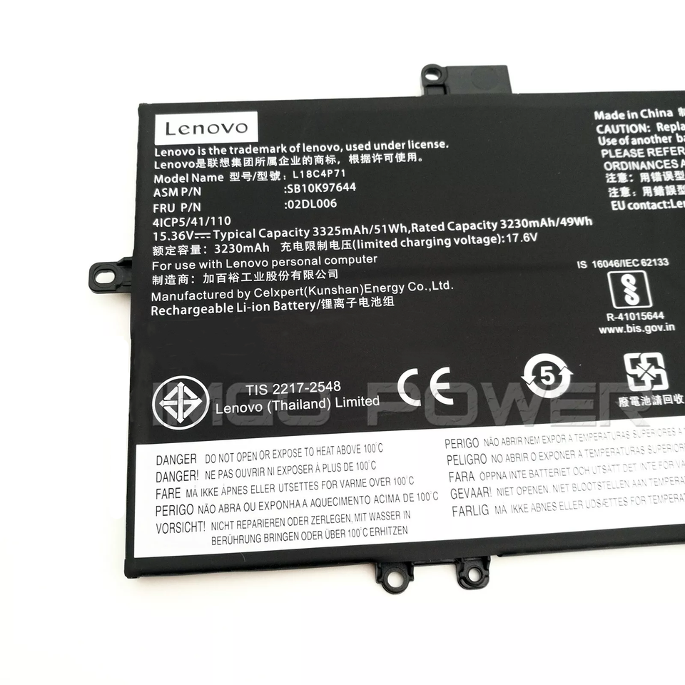 OEM Battery L18C4P71 For Lenovo ThinkPad X1 Carbon 7th Gen-2019 / 8th ...