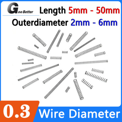 Compression Spring Steel 0.3mm Wire Dia 2mm - 6mm OD Small Pressure ...