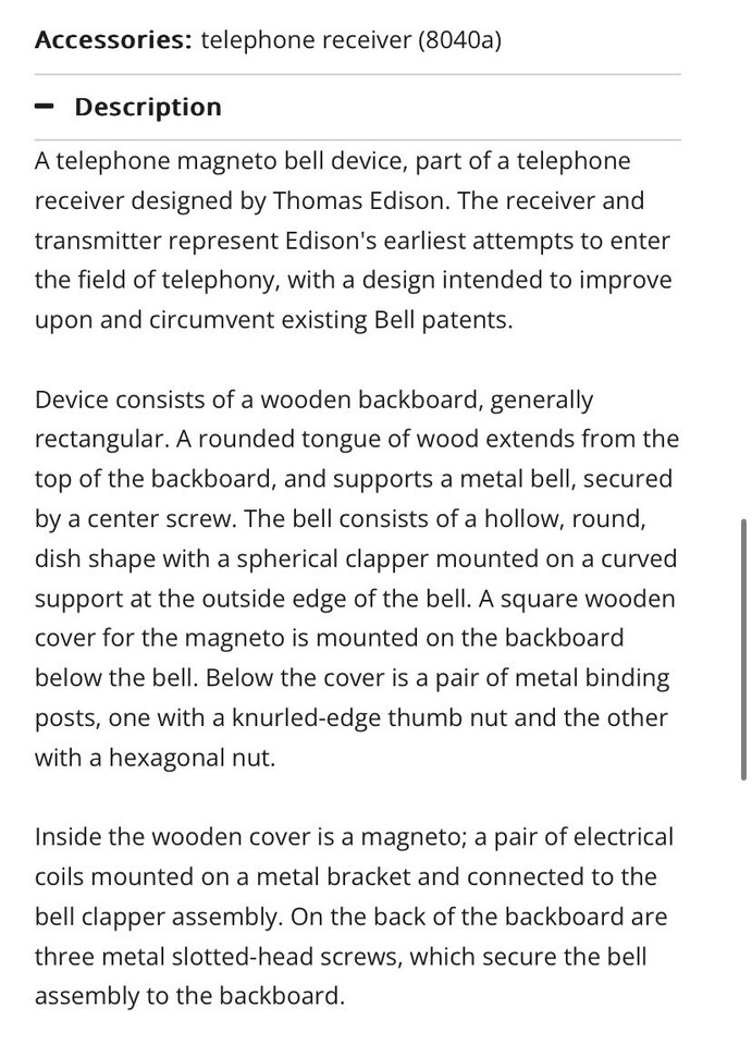 Antique Edison Magneto Bell Early Telephone Receiver By Thomas Edison ...