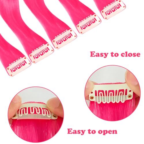 Pink Hair Extensions Clip in, Curly Wavy 16 Inch (Pack of 1) 10pcs-Hot ...