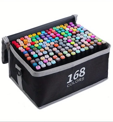 Artist 168 Piece Unique Colors Alcohol Markers Set Dual Tip w/ Carrying ...