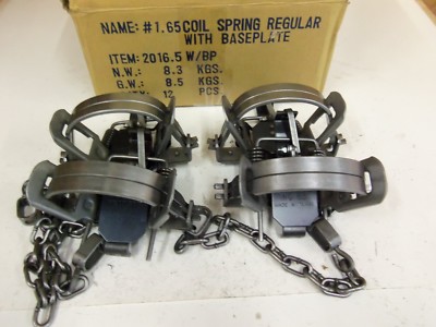 4 Bridger #1.65 Coil Spring Traps Fox Raccoon Bobcat Trapping | eBay