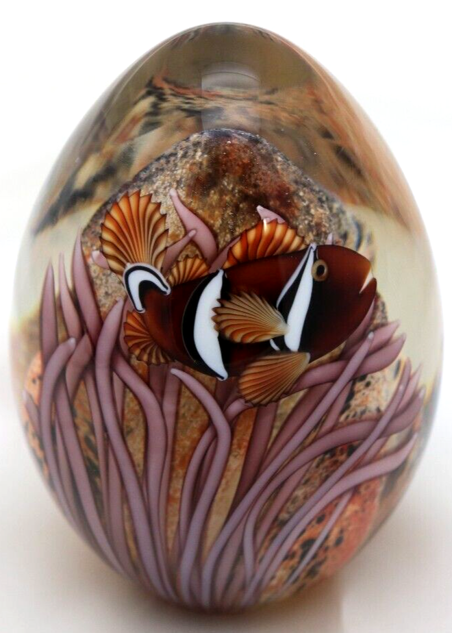 Charming ORIENT & FLUME Elliptical Clown Fish AQUARIUM Art Glass ...