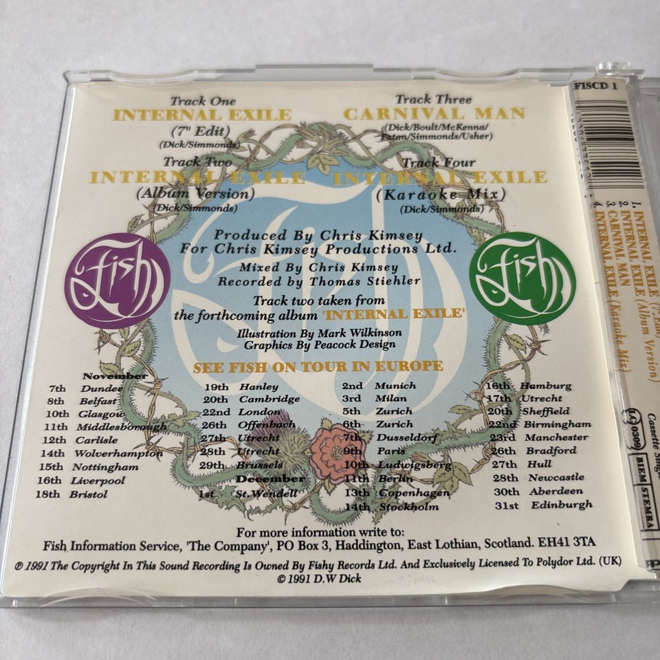 Fish - Internal Exile CD Maxi Single 1991 (4 Tracks) - Ex Mariliion | eBay
