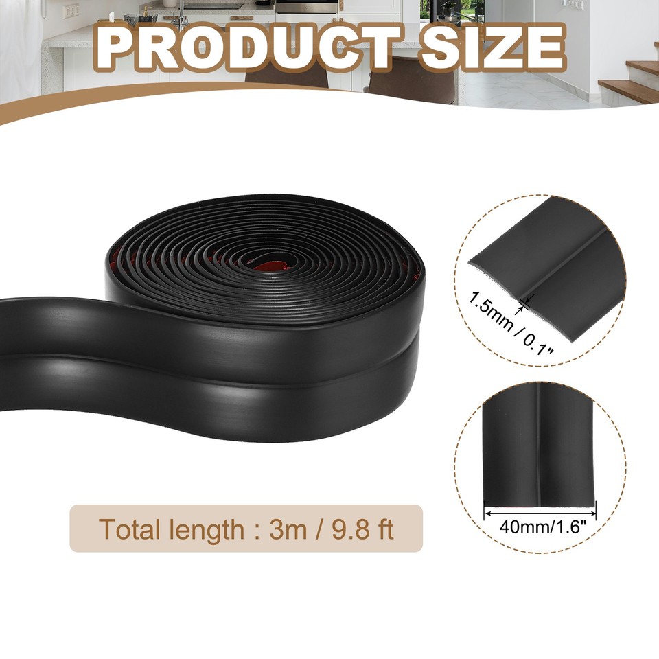 Wall Corner Protector 1.6 in x 9.8 Ft, Self Adhesive Wall Guard Black ...