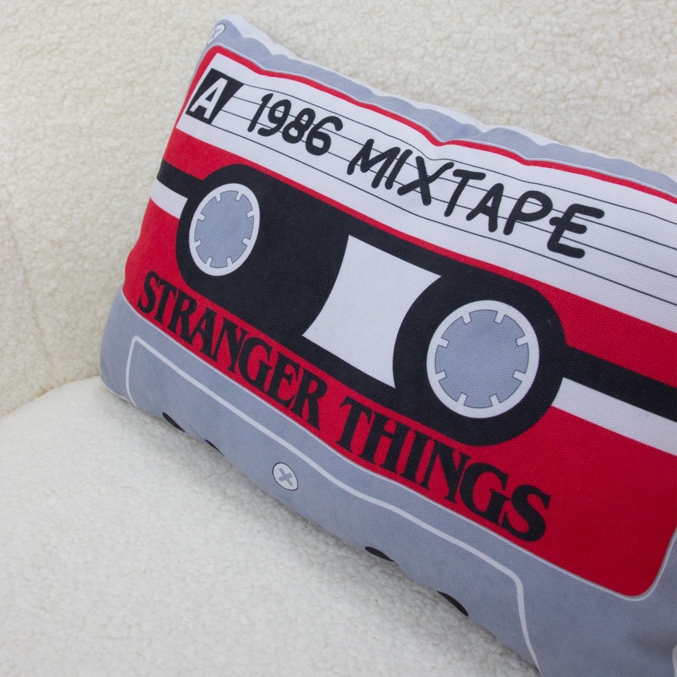 Stranger Things Cassette Cushion Grey Tape Pillow for Bedroom Sofa 25 x ...