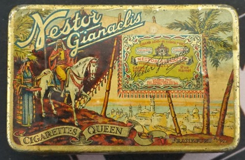 GREECE-EGYPT-Nestor Gianaclis Cigarettes QUEEN Tin Box Cairo Antique ...