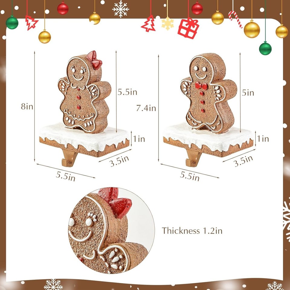 Christmas Stocking Holders for Mantle: Resin Gingerbread Man Stocking ...