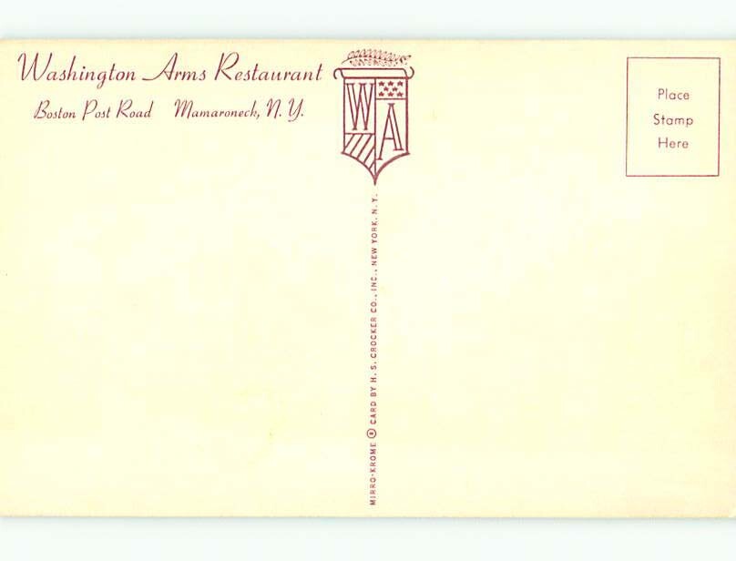 Unused Pre-1980 WASHINGTON ARMS RESTAURANT Mamaronek New York NY v6003 ...