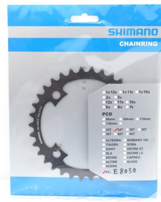 Shimano STePS SM-CRE70-B Chainring 34T for E-MTB 9/10/11-speed FC-E8050 ...