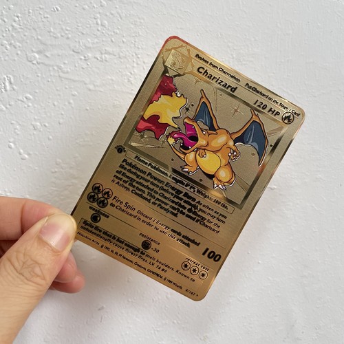 Pokemon 1st Edition Base Set Shadowless Charizard GOLD Metal DISPLAY ...