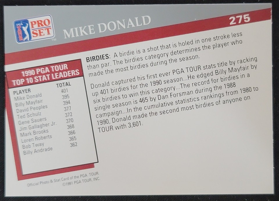 1991 Pro Set PGA Tour #275 Mike Donald | eBay