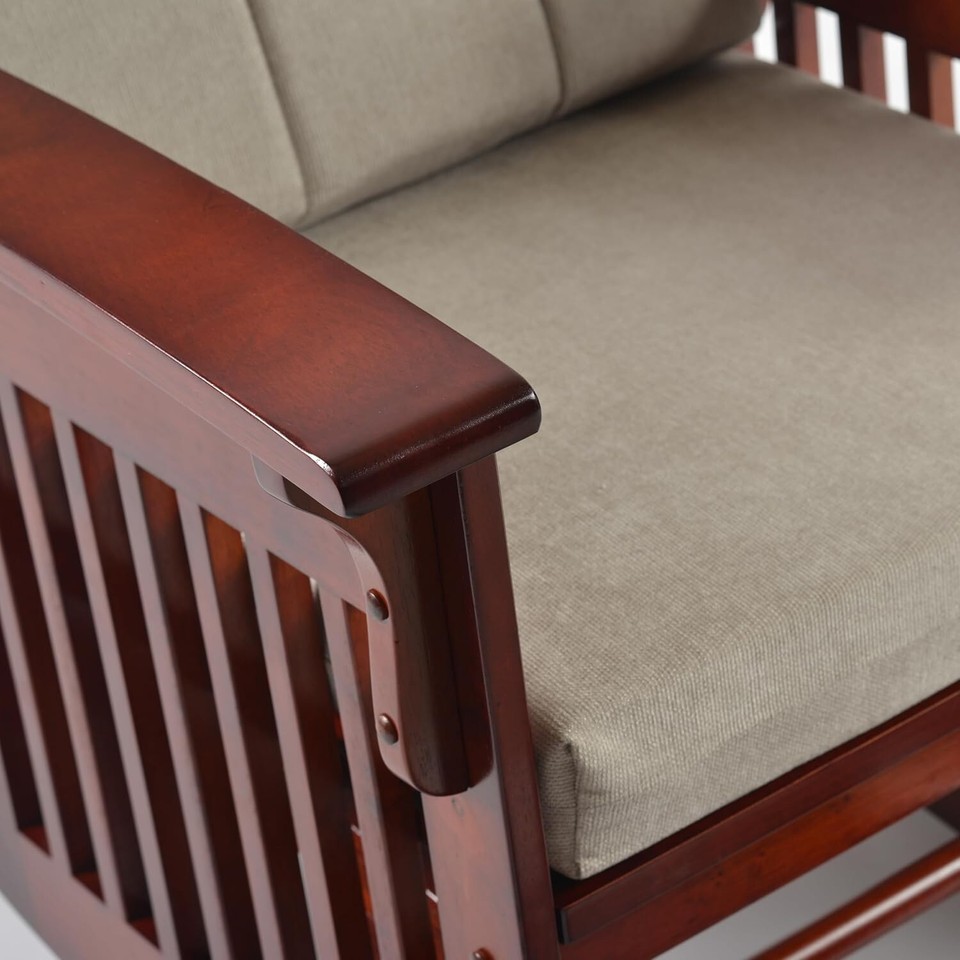 Solid Wood Rocking Glider Chair Lounger Accent Chair w Ottoman Set ...