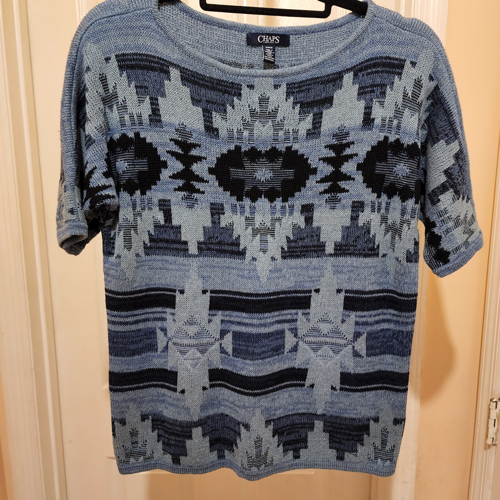 Chap's - Blue On Blue - Geometric/Aztec Design - Pull Over Sweater ...