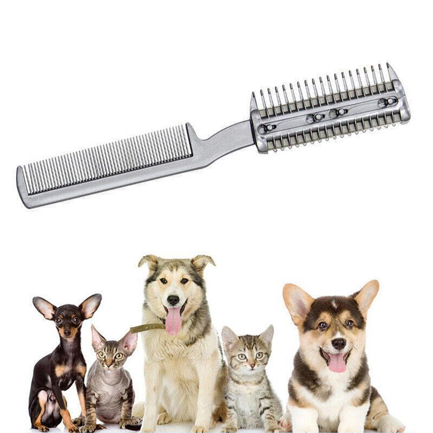 2 Sided Razor Clipper Comb Pet Hair Trimmer Grooming Cutter Dogs Cats ...