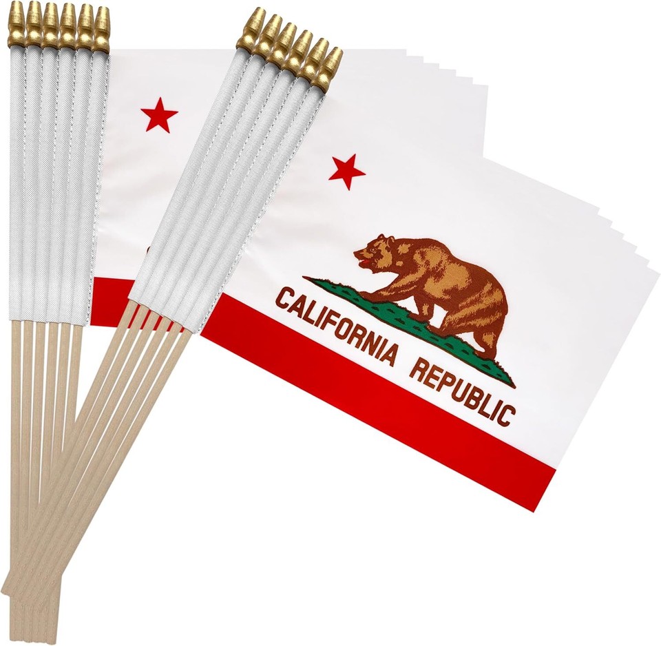 TSMD California State Stick Flag Small Mini CA Republic Hand Held | eBay