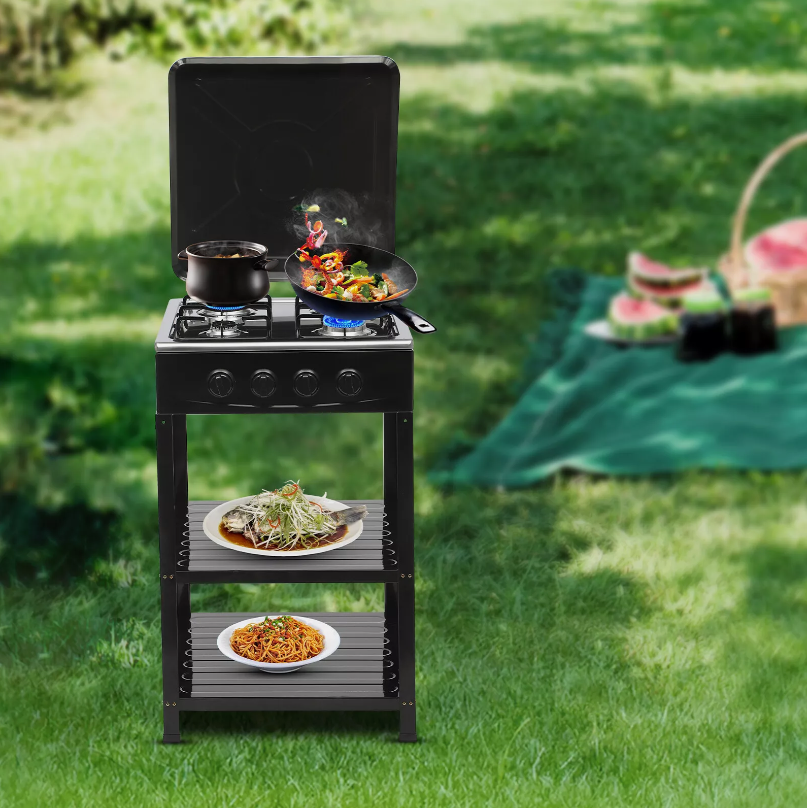 Boko 4-Burner Adjustable Tabletop Gas Stove with Lid and Legs perfect ...