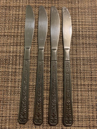 (4) Interpur Dinner Knives Florenz 4 Petal Flower Japan Stainless Steel ...