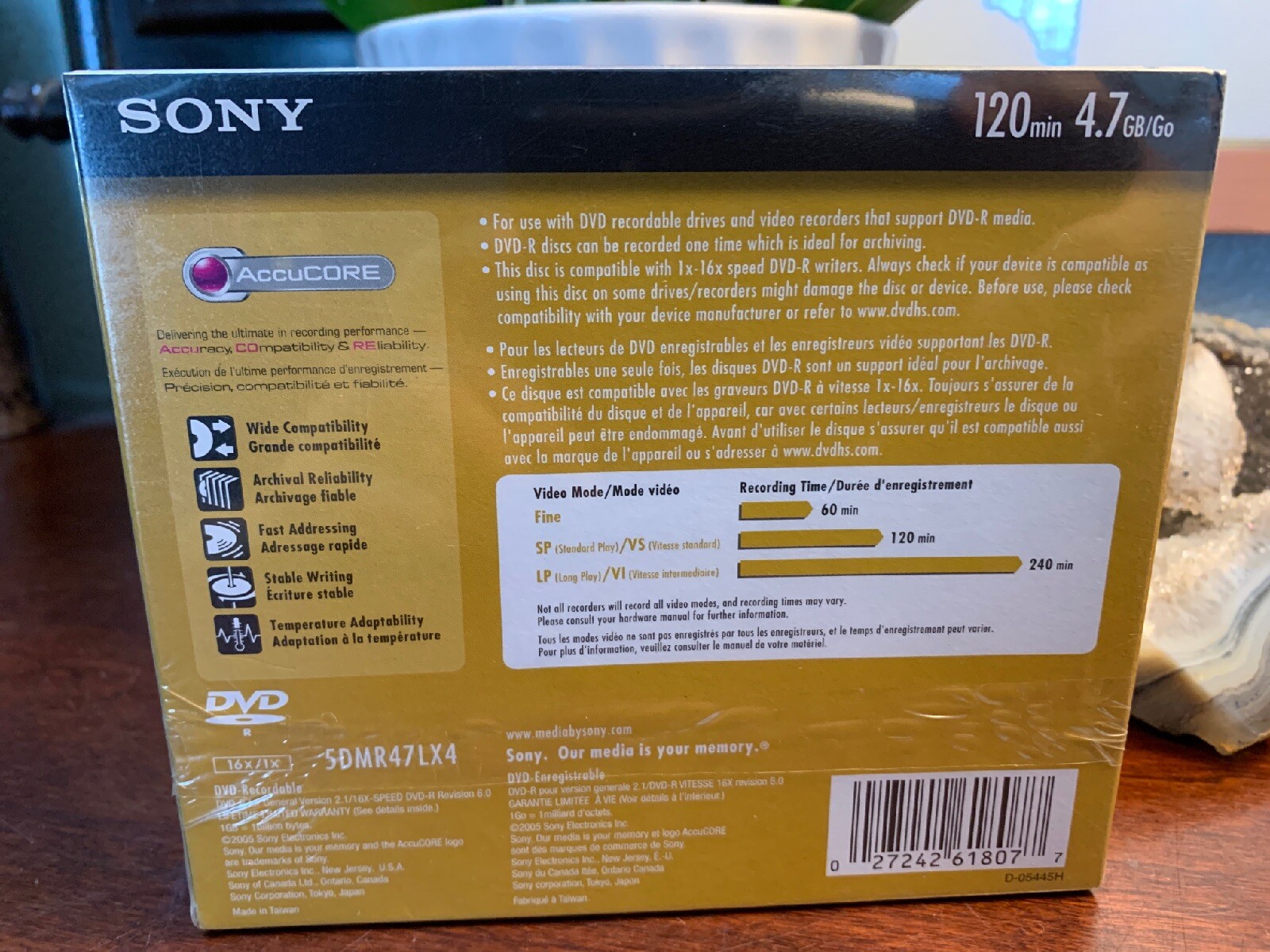SONY DVD-R Color Collection 5 Pack 1x - 16x AccuCORE w/ Jewel Case ...