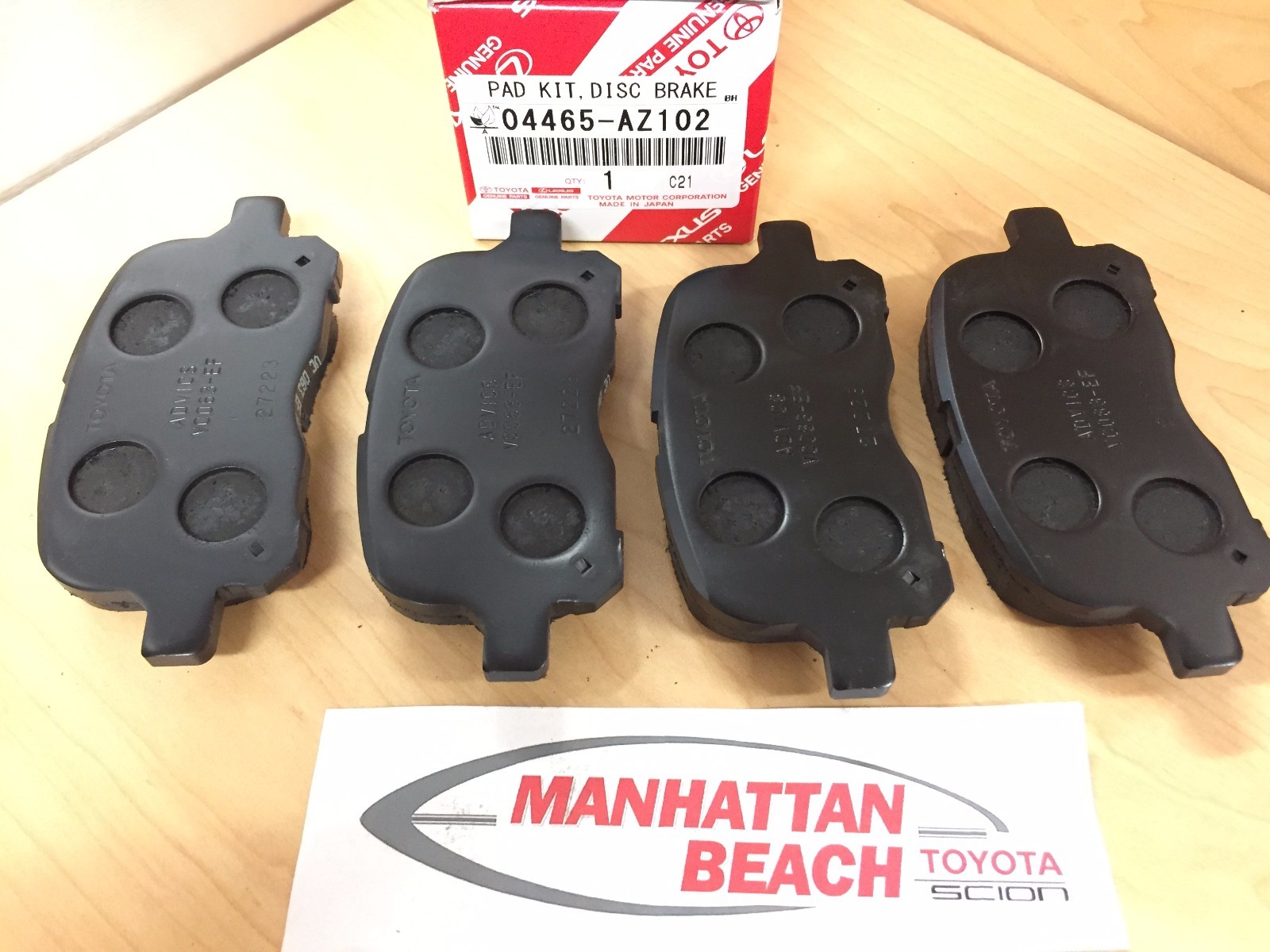 1999-2002 COROLLA w/o ABS Front Brake Pads Genuine Toyota Ceramic 04465 ...