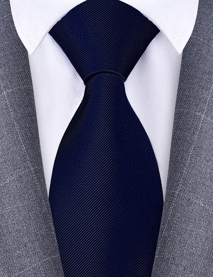 Branduce 63'' XL Tie Mens Extra Long Solid Woven Necktie for Men Navy ...