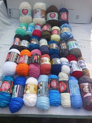 Huge Mixed Lot Of New Yarn 33 Various Shapes And Sizes Mostly Red Heart ...
