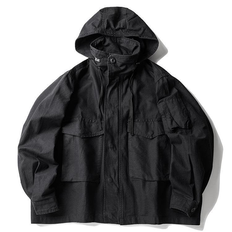 Men Tactical Jacket Casual Loose Parka Hooded Army Pullover Pocket Coat ...