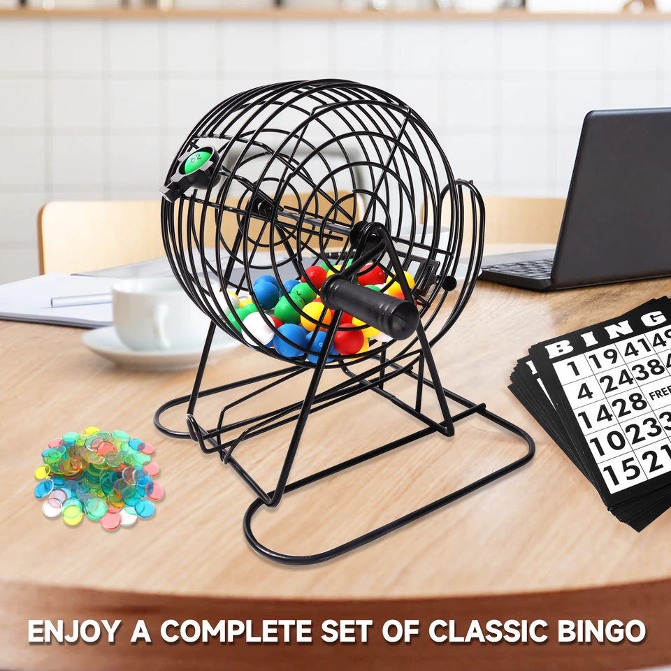 Deluxe Bingo Game Set w/Roller Cage, 75 Bingo Balls, Board, 18 Cards ...
