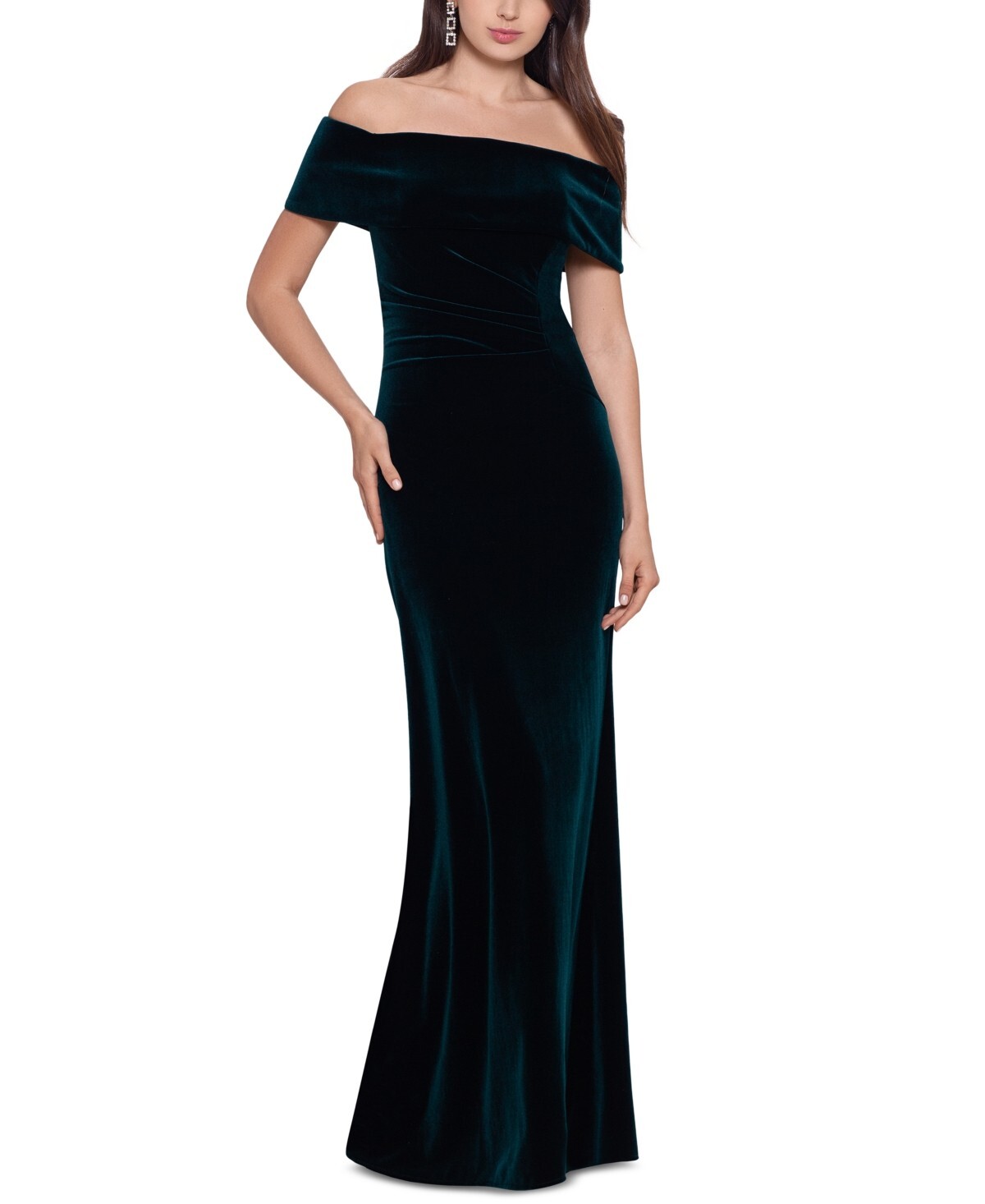 Xscape Hunter Green Off the Shoulder Velvet Gown L64101 Womens Size 8 ...